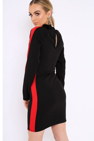 Black Side Red Striped Cut Out Dress - Layia – Rebellious Fashion