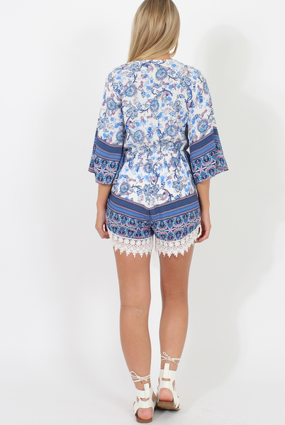Blue Low Cut Crochet Playsuit - Evelyn – Rebellious Fashion