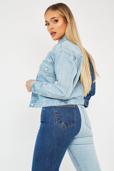 Blue Splice Two Tone Denim Jacket - Beula – Rebellious Fashion