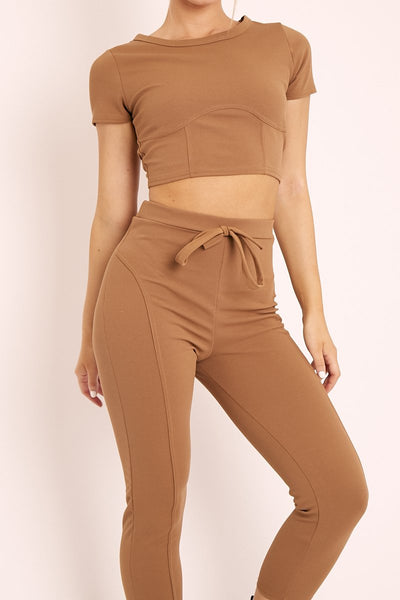 Camel Crop Top and Cropped Leggings Co-ord - Zarah – Rebellious Fashion