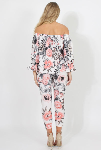 Floral Print Off Shoulder Two Piece Set - Sherrie – Rebellious Fashion