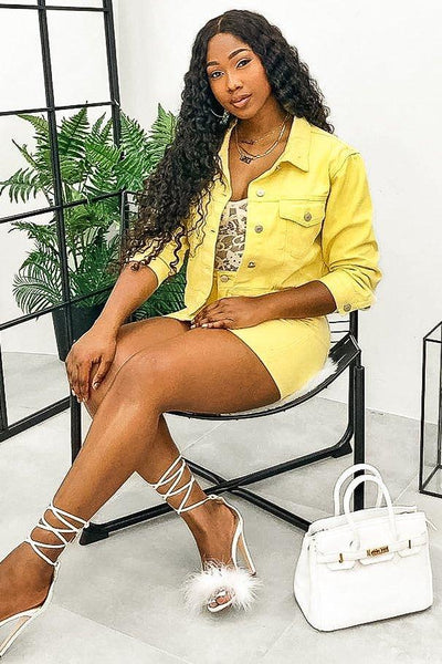 Lemon Denim Skirt and Jacket Co-ord - Viola – Rebellious Fashion