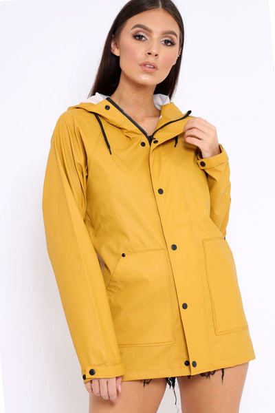Mustard Hooded Rain Jacket - Fox – Rebellious Fashion