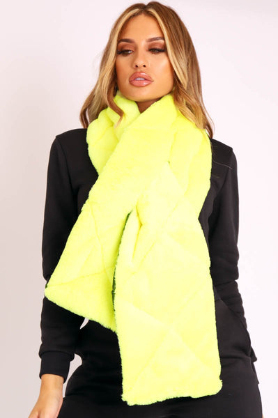 Neon Yellow Faux Fur Padded Scarf - Hadlee – Rebellious Fashion