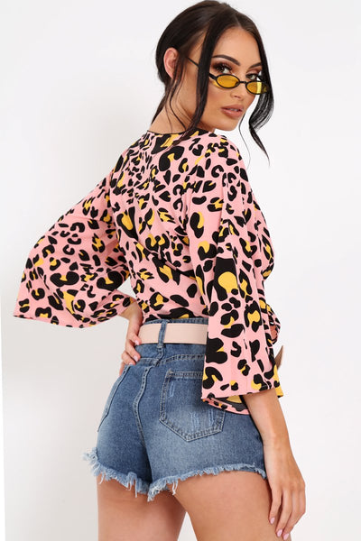 Pink Leopard Print Tie Front Shirt - Ikran – Rebellious Fashion