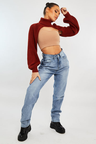 Rust Extreme Cut Out High Neck Jumper - Nihara – Rebellious Fashion