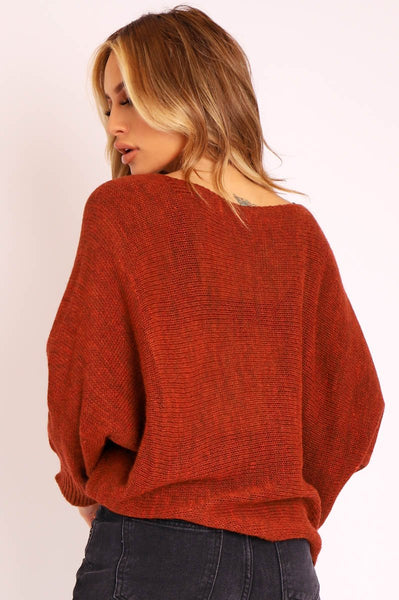 Rust Vogue Graphic Slouchy Knit Jumper - Janel – Rebellious Fashion