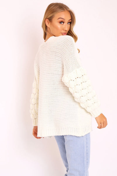 White Chunky Knit Oversized Cardigan - Eaden – Rebellious Fashion