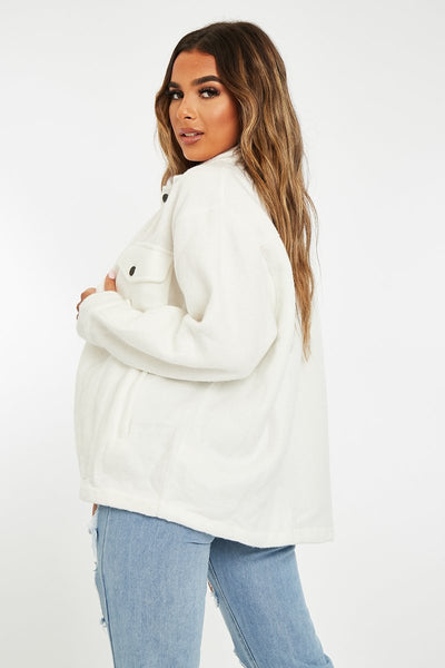 White Pocket Oversized Brushed Shacket - Caley – Rebellious Fashion